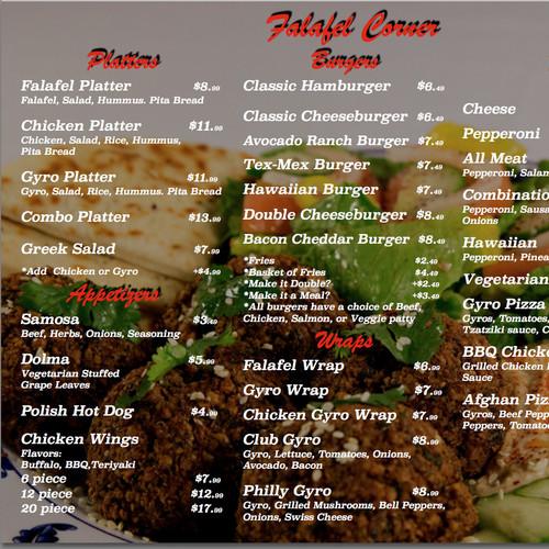 Falafel Corner menu in Fremont, California, USA