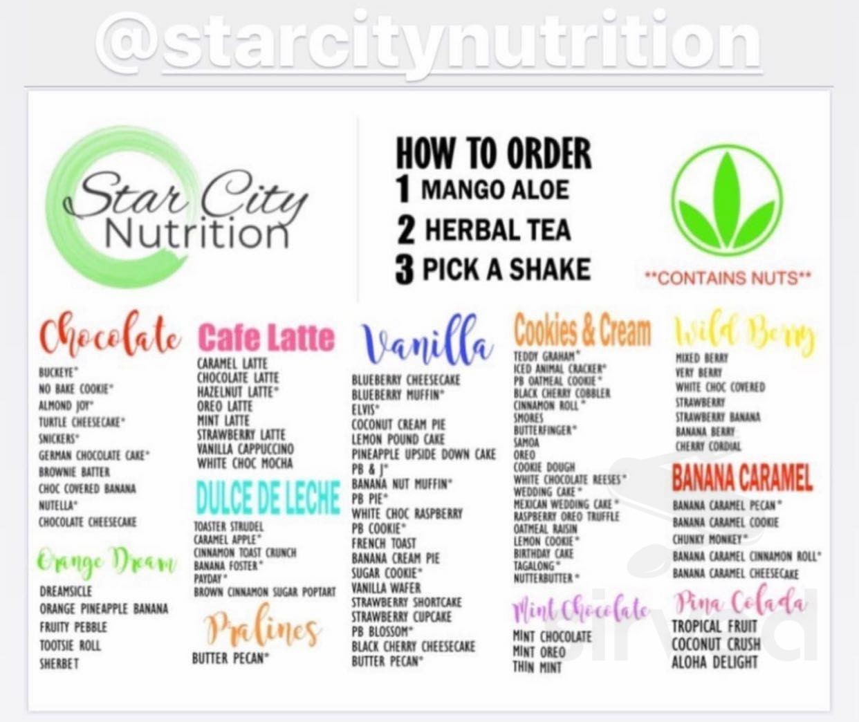 Menu - Morgantown WV's Star City Nutrition Herbalife | Sirved