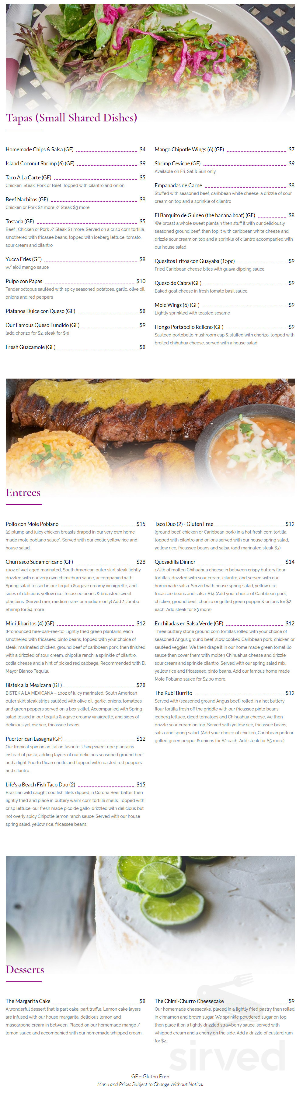 Rubi Agave Latin Kitchen, Tequila & Whiskey Bar menu in Homer Glen ...