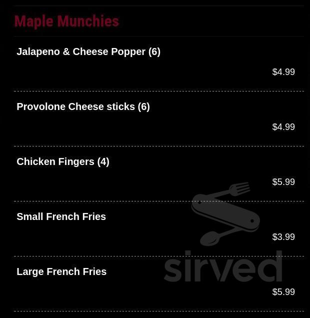 Maple Restaurant menu in Ambridge, Pennsylvania, USA