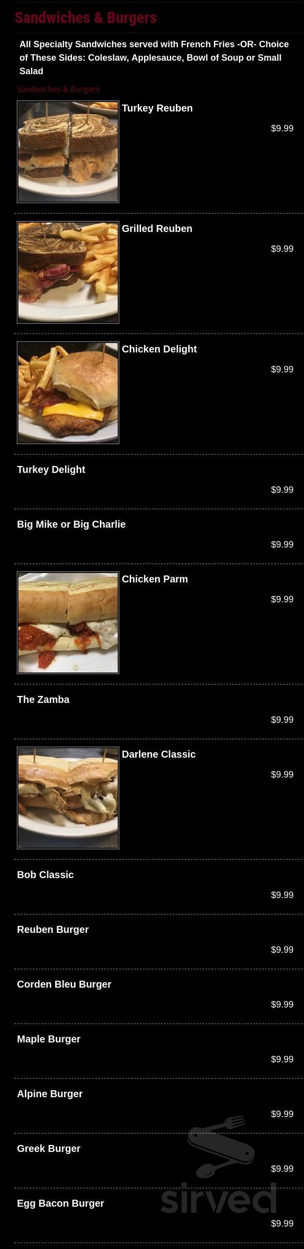 Maple Restaurant menu in Ambridge, Pennsylvania, USA