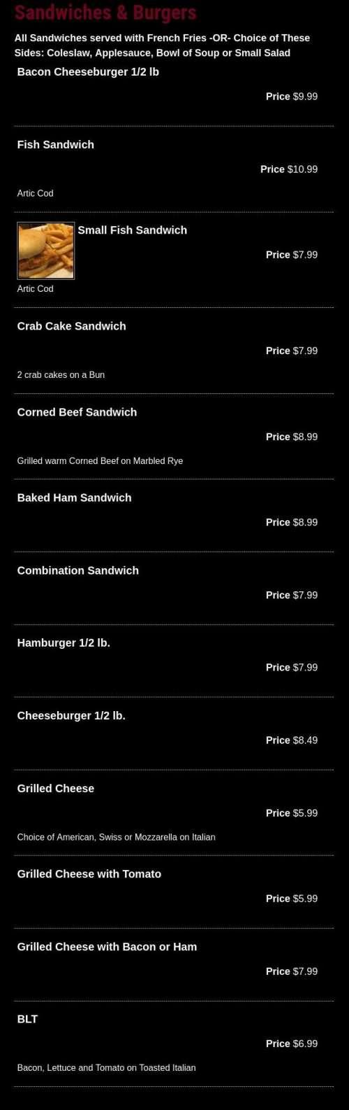 Maple Restaurant menu in Ambridge, Pennsylvania, USA