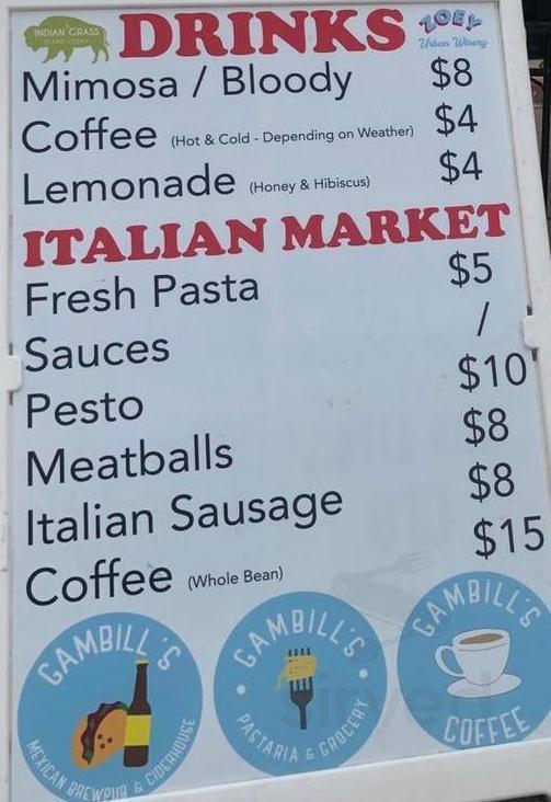 Menu for Gambill's Coffee in Tulsa, OK | Sirved