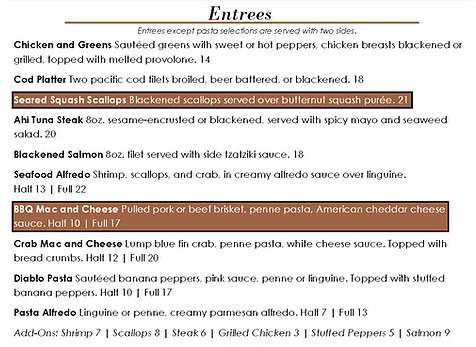 BoneShakers menu in Salem, Ohio, USA