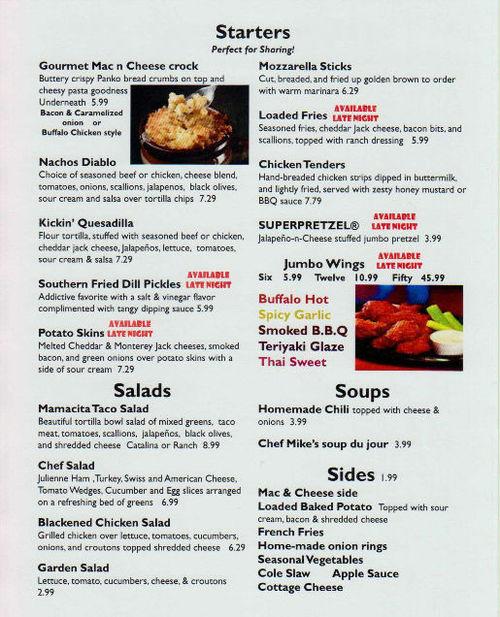 Lebo's bar & grill menu in Cincinnati, Ohio, USA