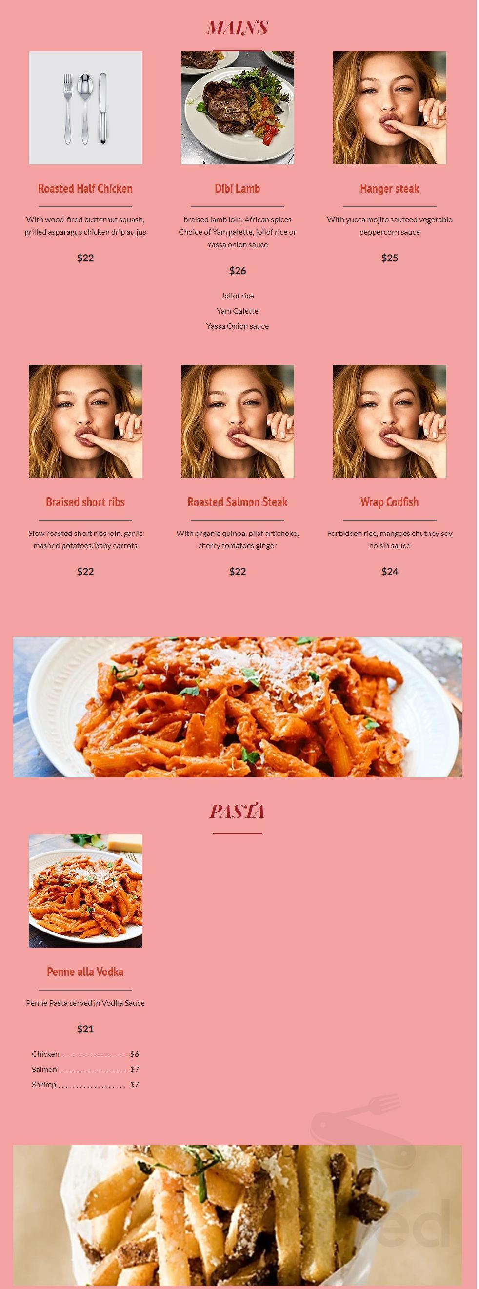 Menu - New York NY's Gypsy Rose Bistro | Sirved