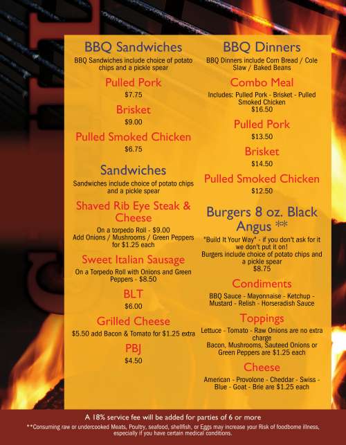 Swamp Yankee BBQ menu in Jonesboro, Maine, USA