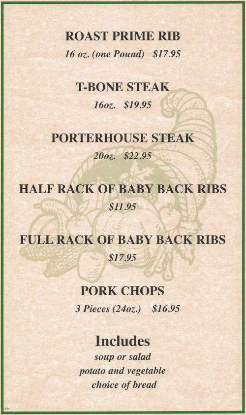 Cornucopia Restaurant menu in Keyport, New Jersey, USA