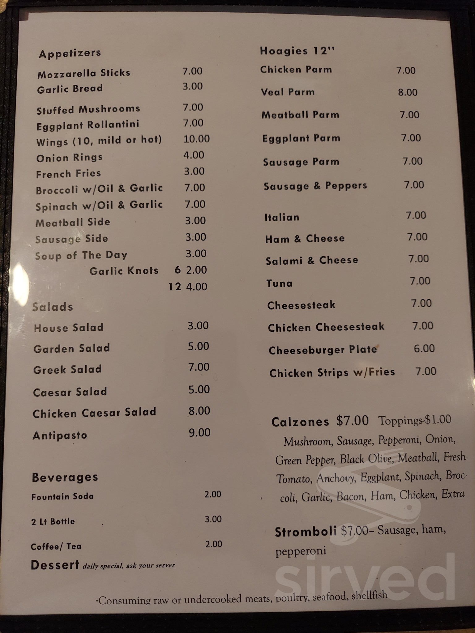 Primaveras Pizza menu in Scranton, Pennsylvania, USA