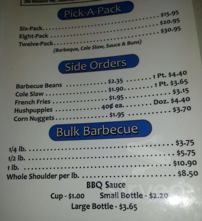 Little Pigs Barbecue menu in Statesville, North Carolina, USA