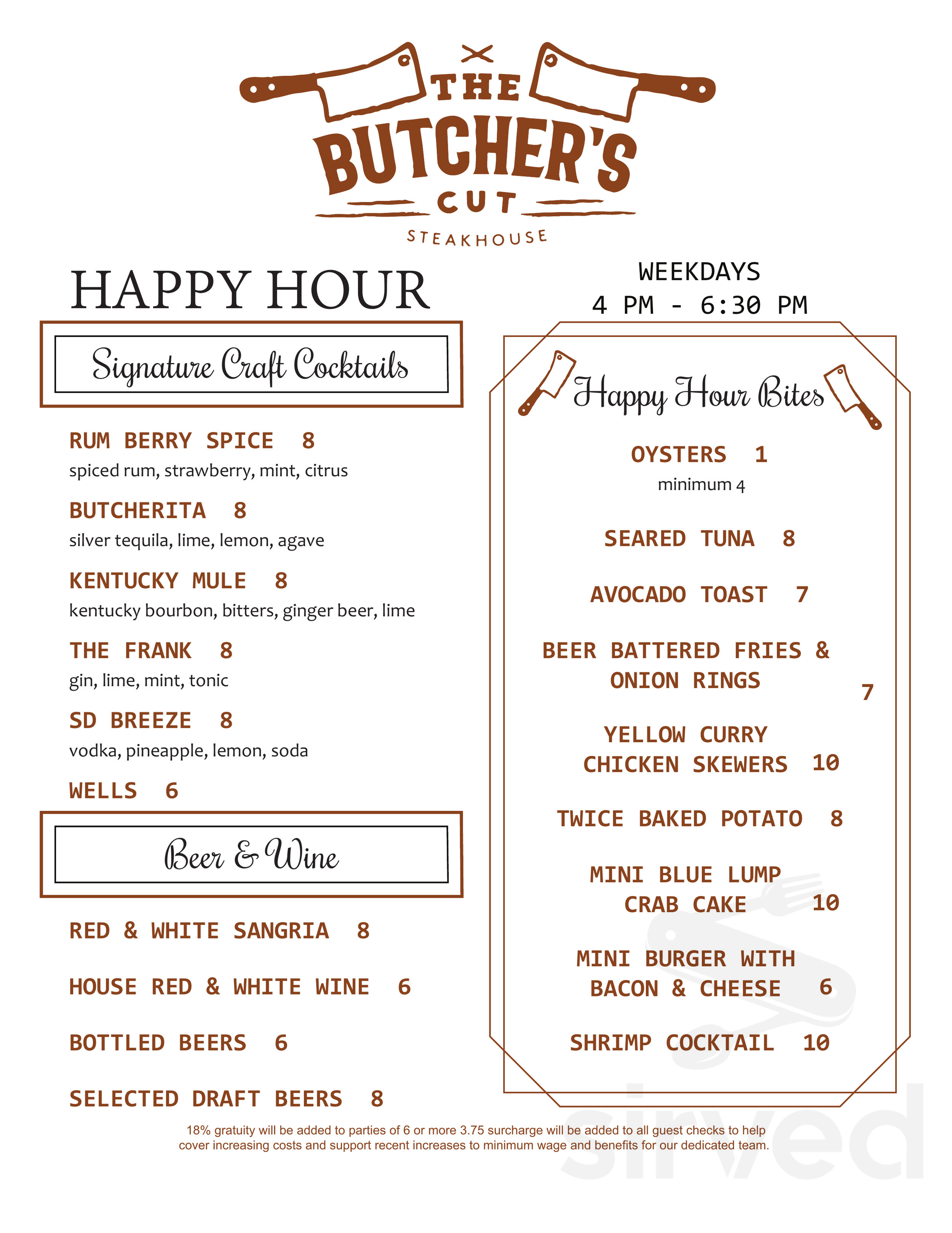 Menu - San Diego CA's The Butcher's Cut | Sirved