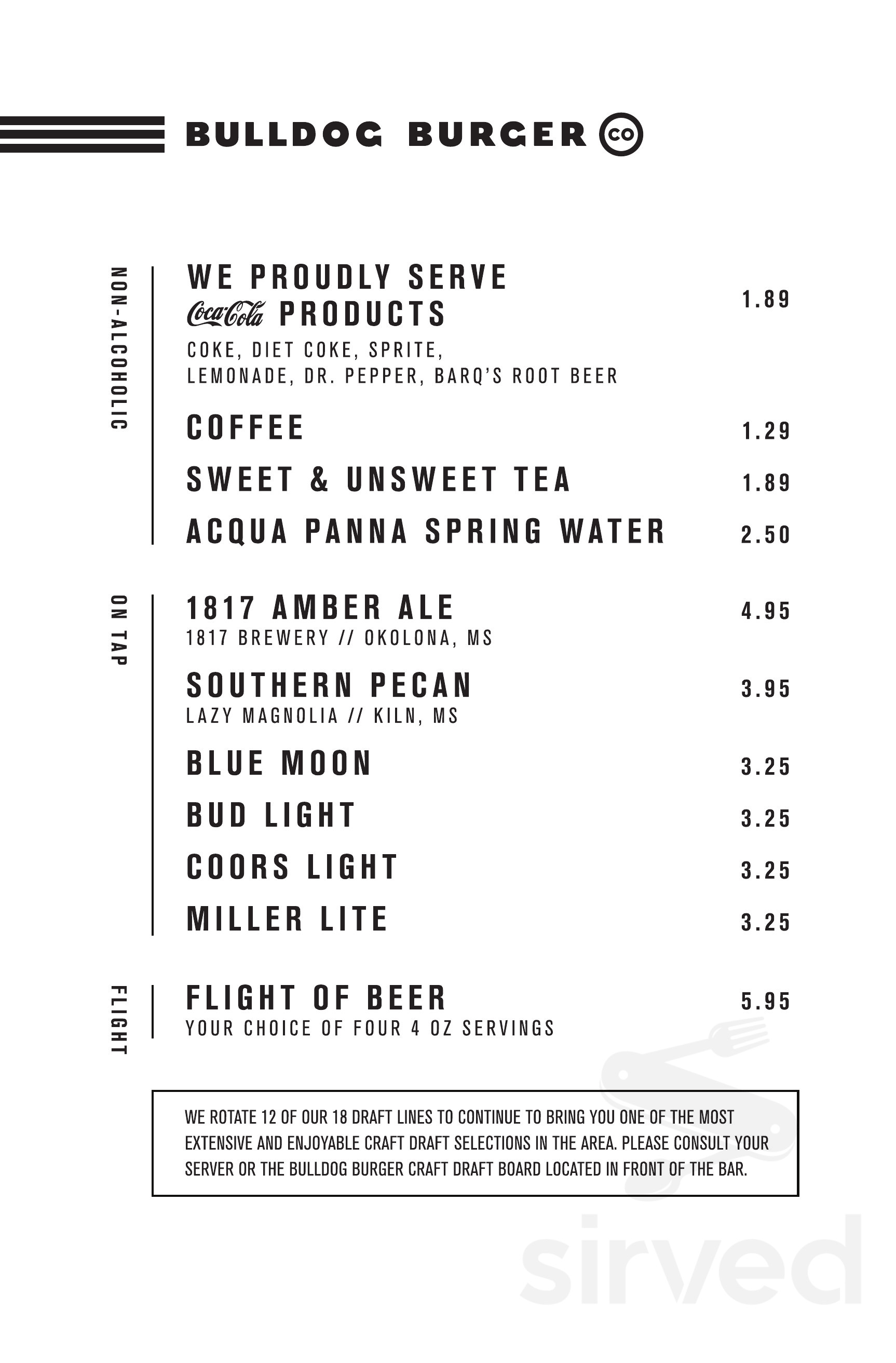 Bulldog Burger Company Starkville menu in Starkville, Mississippi, USA