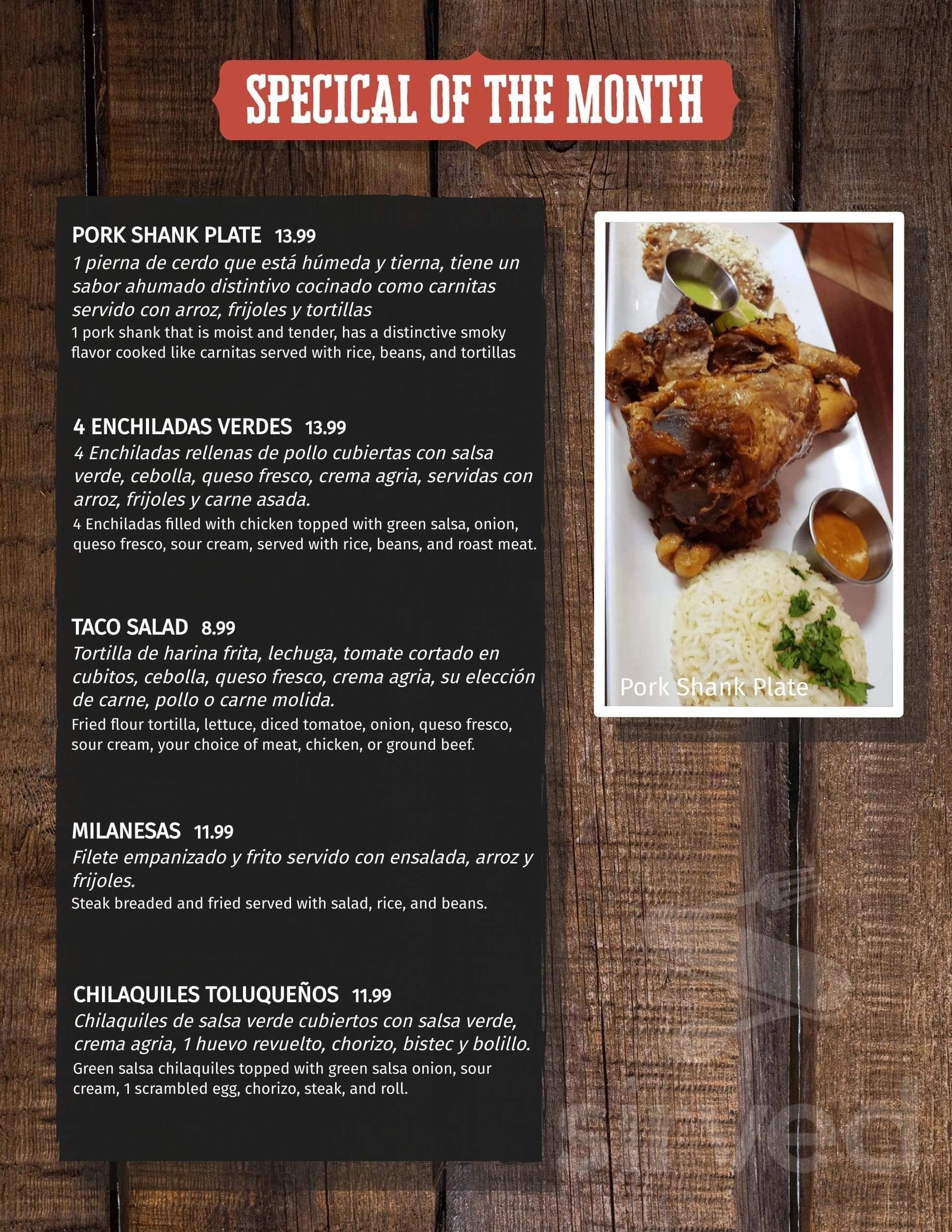 Los Mandiles Rojos menu in Topeka, Kansas, USA