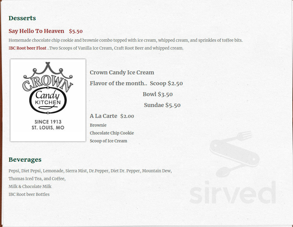 Menu for Town Square Pub N Grub in Dardenne Prairie, MO | Sirved