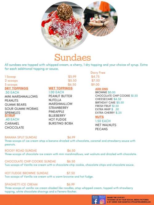 Toasted and Rolled menu in Morganton, North Carolina, USA