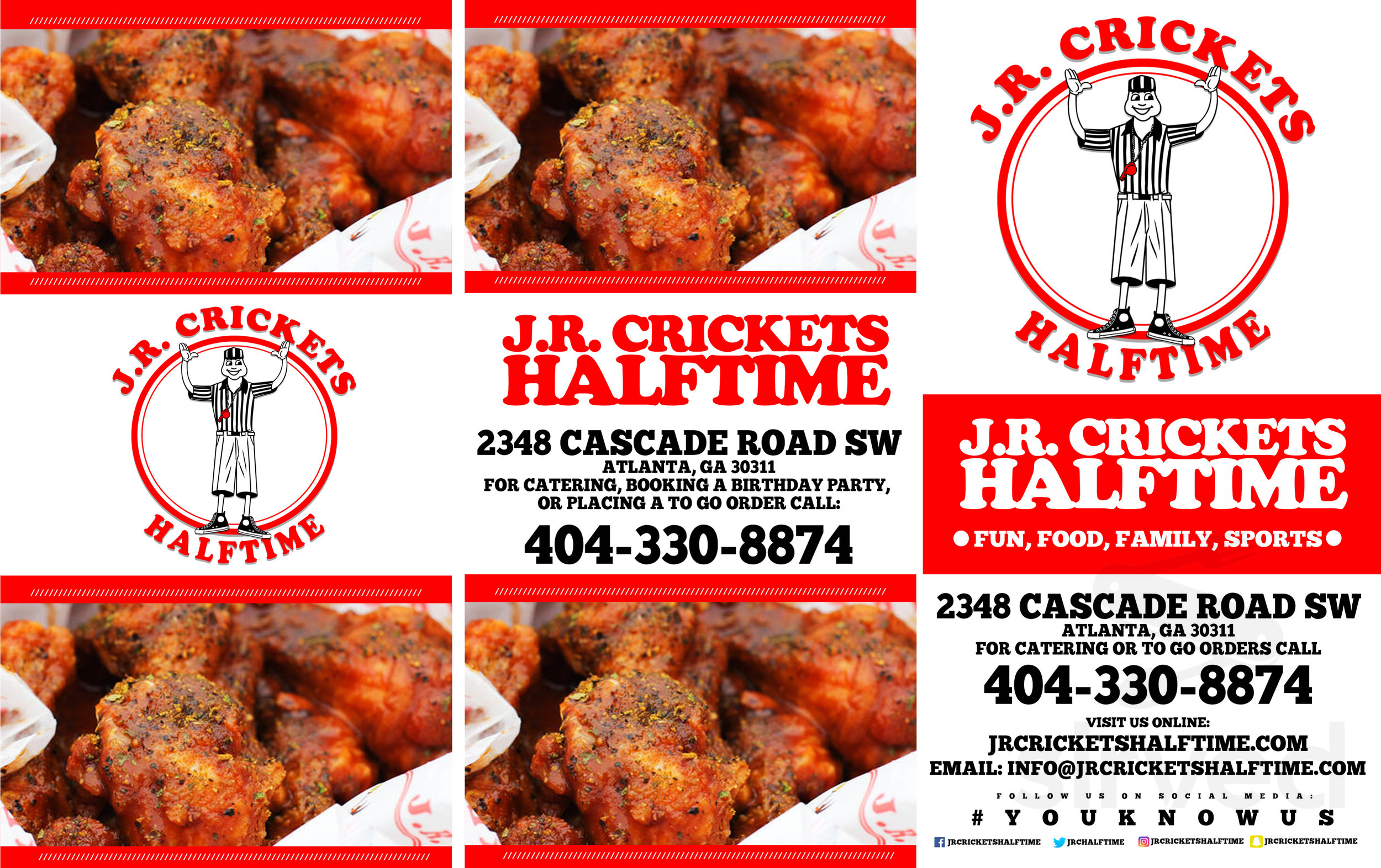 J R Crickets Cascade menu in Atlanta, Georgia, USA