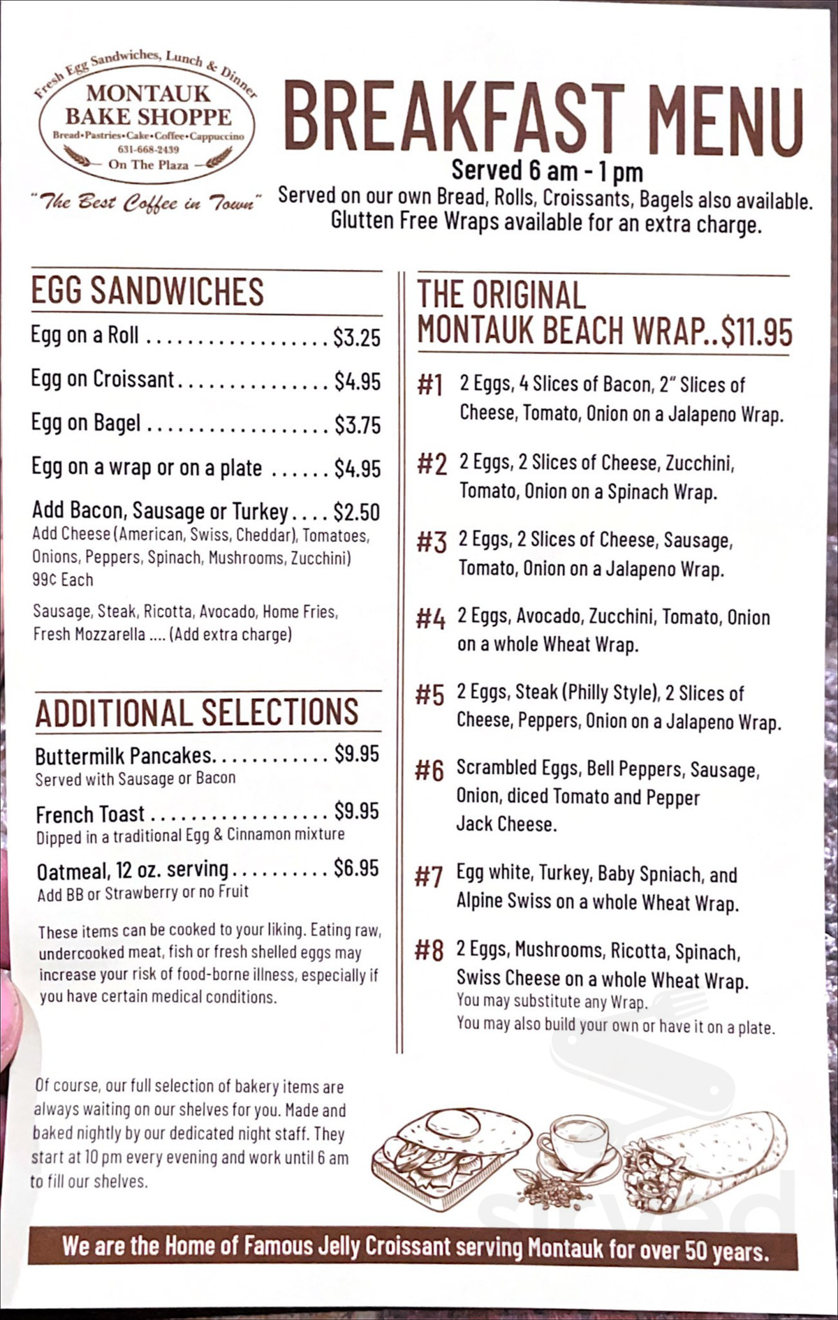 Montauk Bake Shoppe menu in Montauk, New York, USA