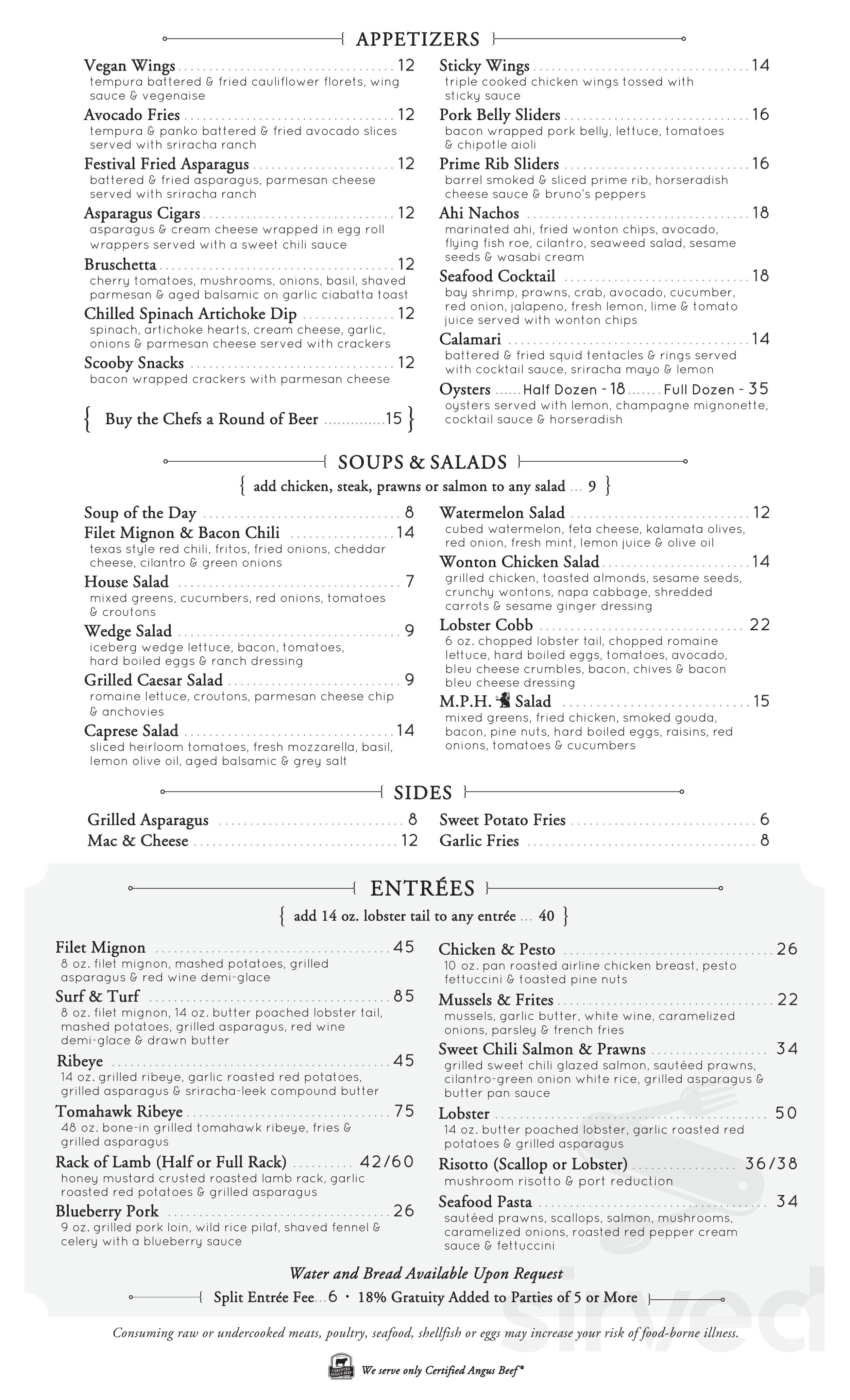 Midgley's Public House menu in Stockton, California, USA