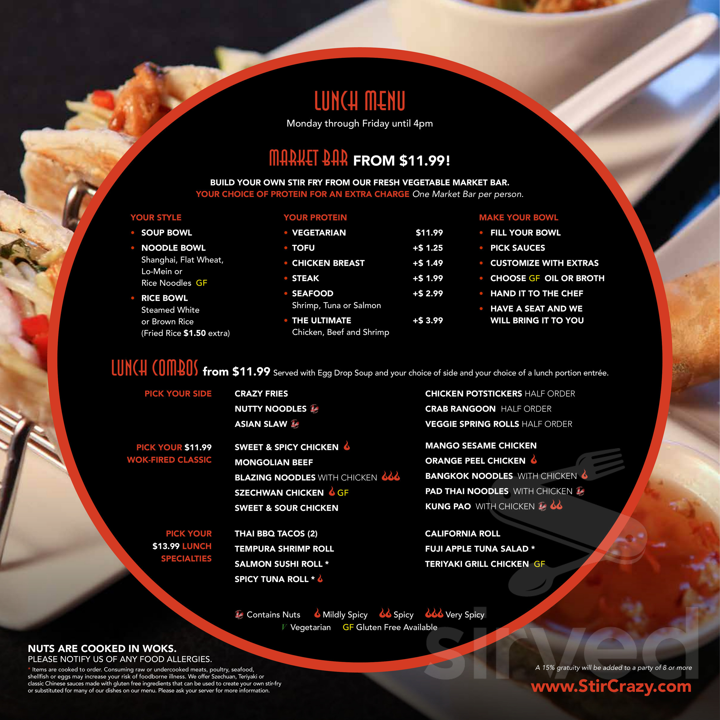 Stir Crazy Fresh Asian Grill menu in Brookfield, Wisconsin, USA