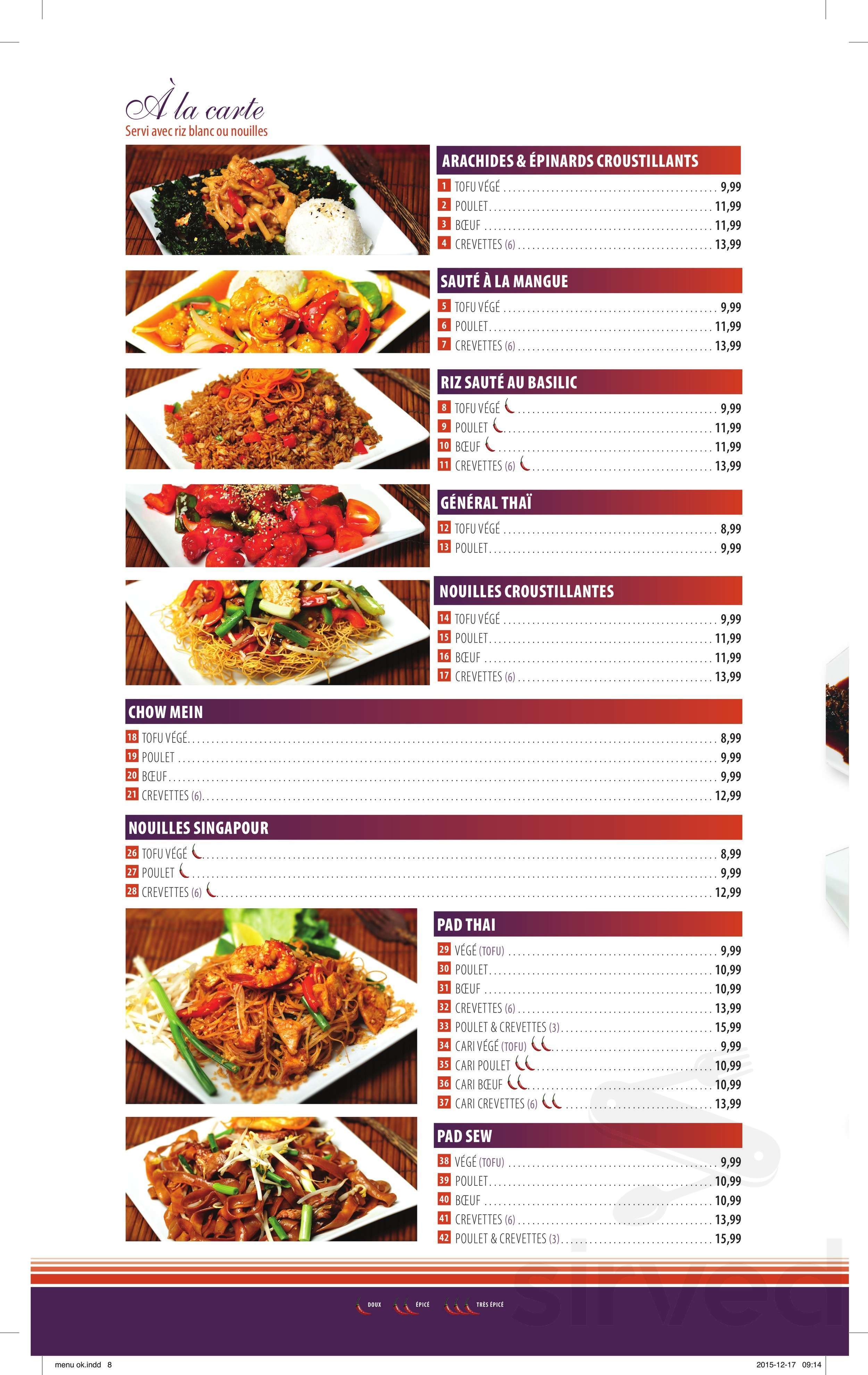 La Maison Thai Select menus in Repentigny, Quebec, Canada