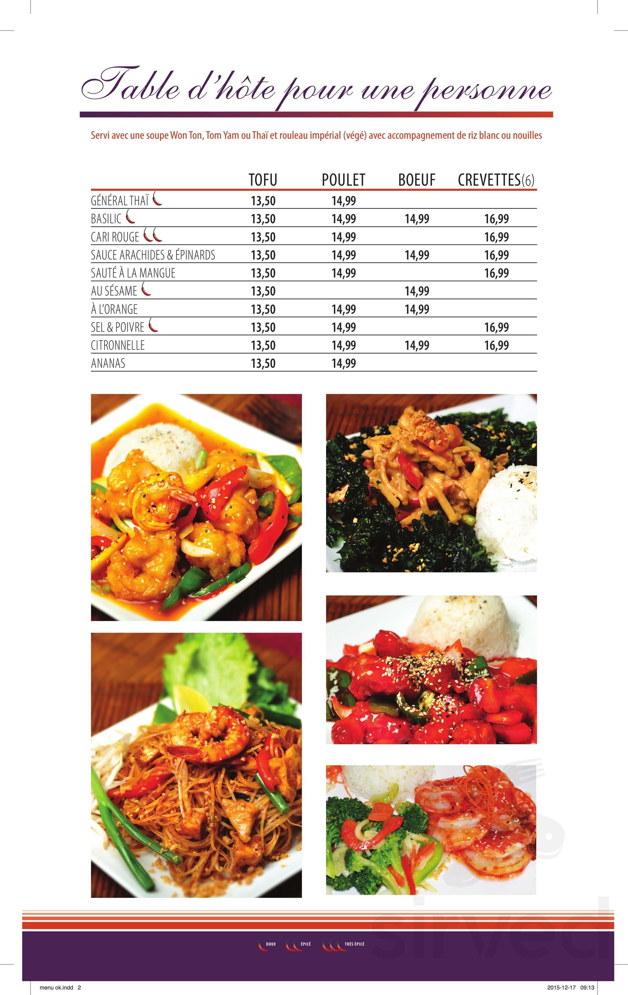 La Maison Thai Select menu in Repentigny, Quebec J6A 2R8, Canada