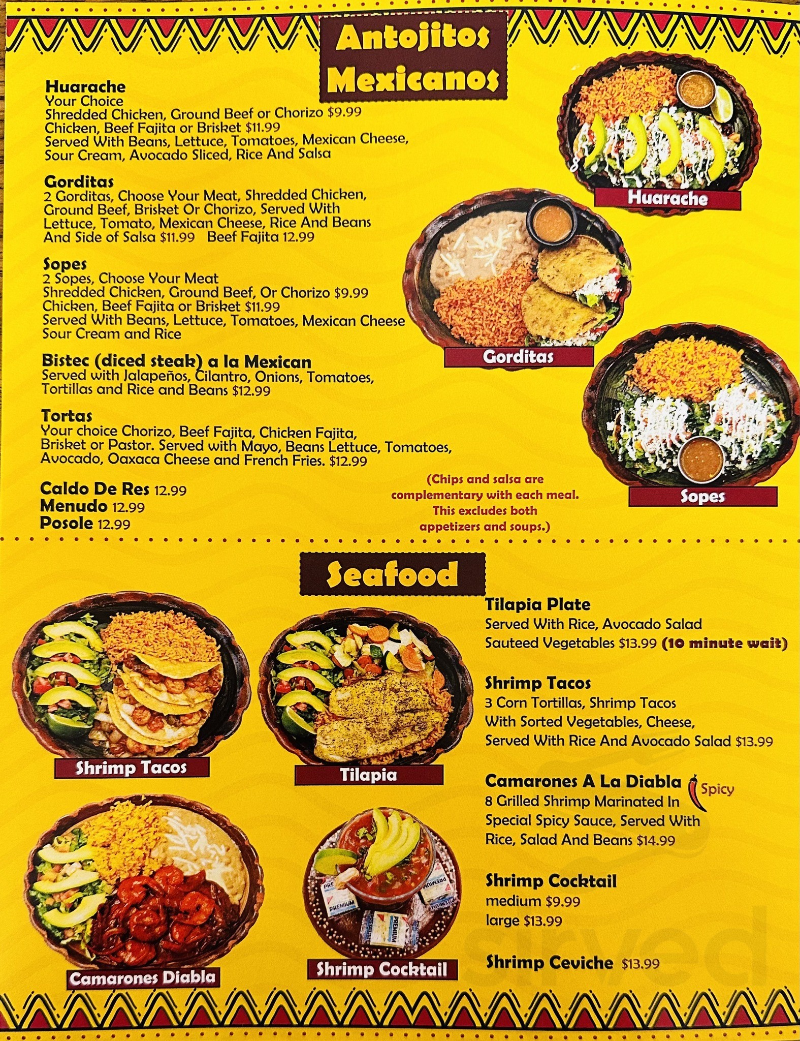 Mi Pueblito Mexican & Cantina Restaurant menu in Mabank, Texas, USA
