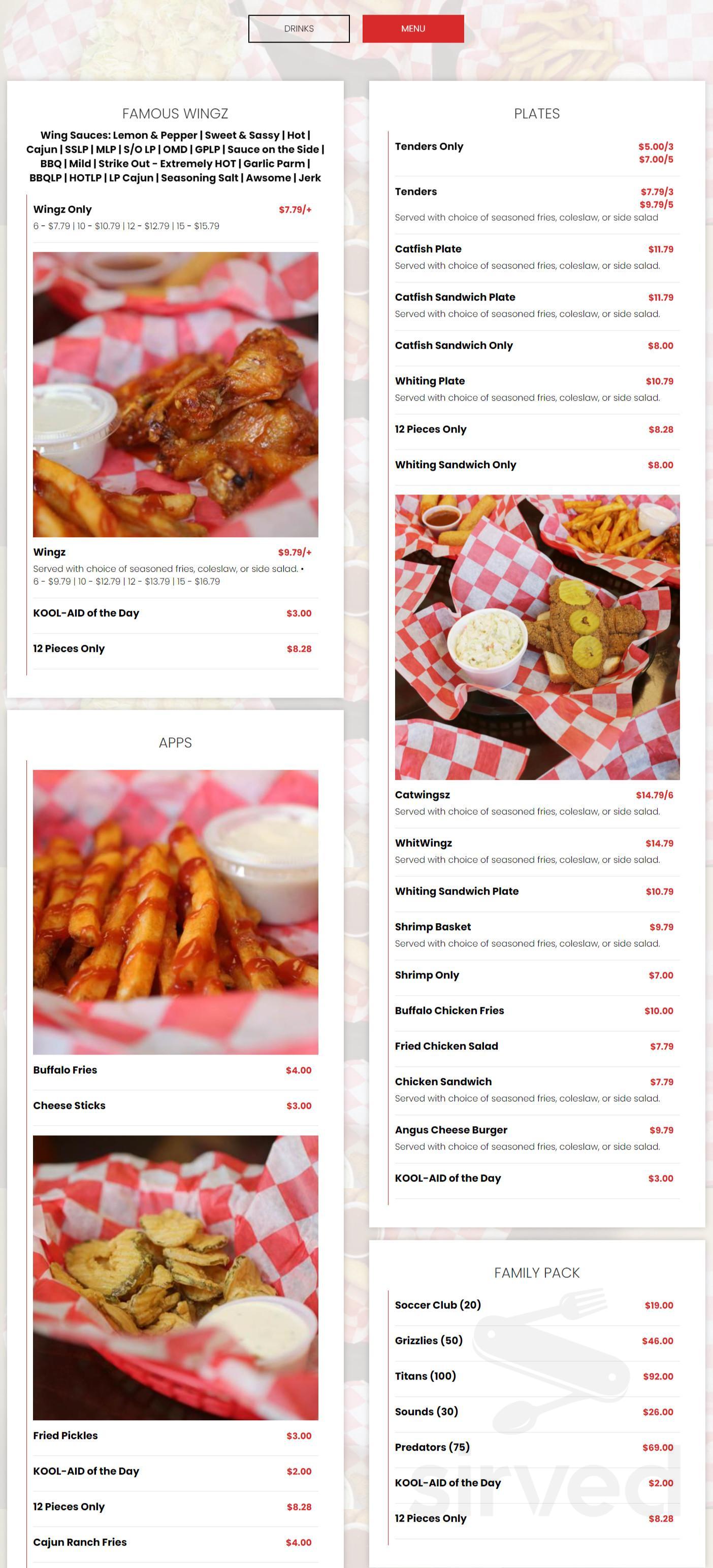 StrikeOut Wingz menus in Nashville, Tennessee, United States