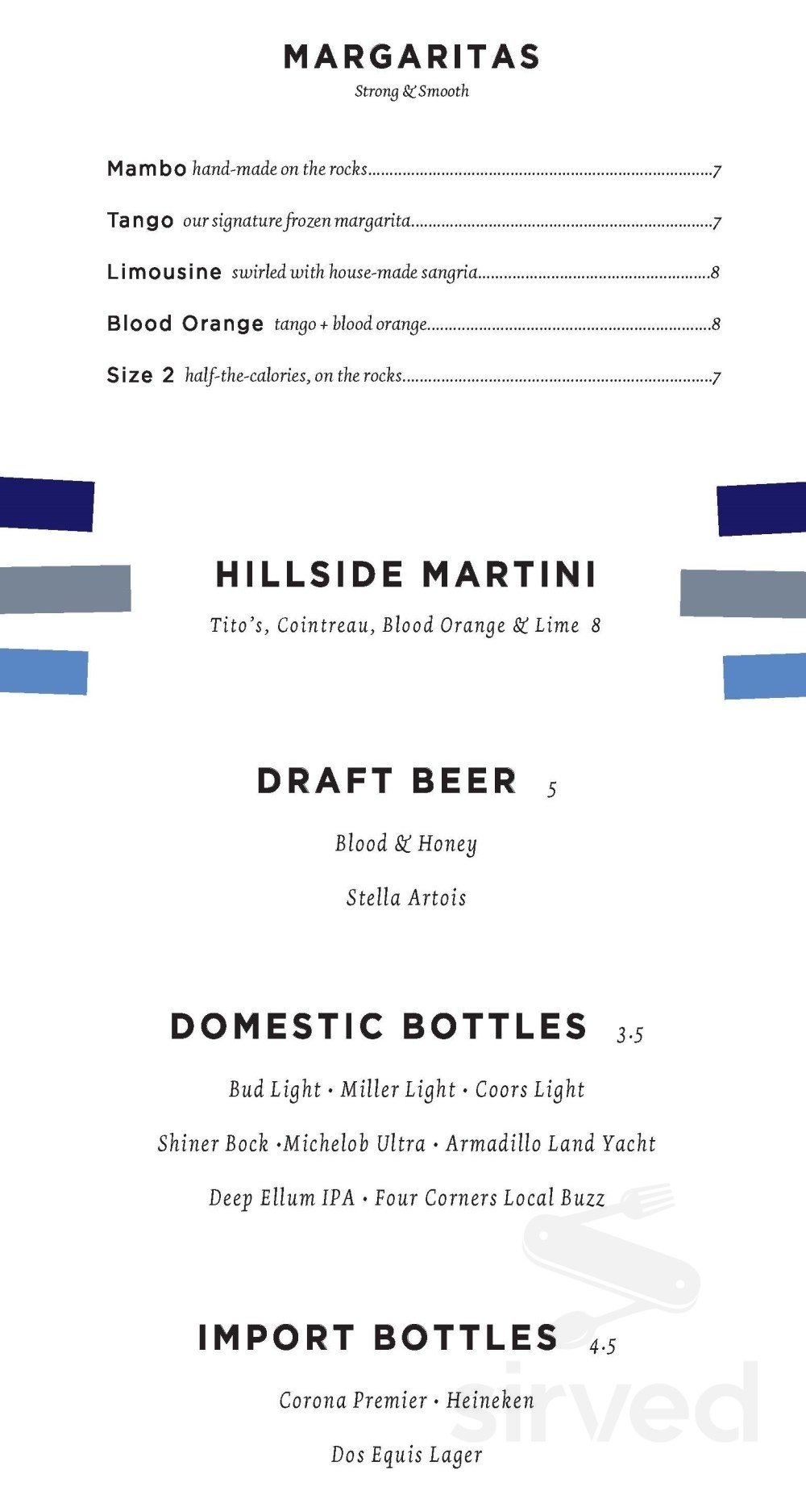 Hillside Fine Grill menu in Highland Village, Texas, USA