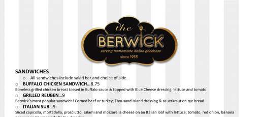 Menu for The Berwick Banquet & Catering in Columbus, OH | Sirved