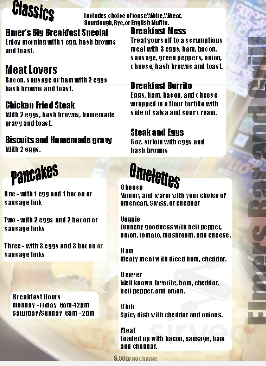 Elmer's Bar & Grill menu in Burien, Washington, USA