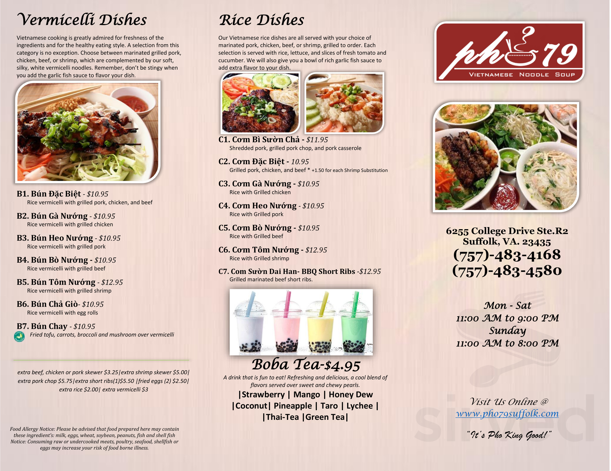 Pho 79 menu in Suffolk, Virginia, USA