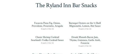 Menu for Ryland Inn Restaurant and Events in Whitehouse Station, NJ ...
