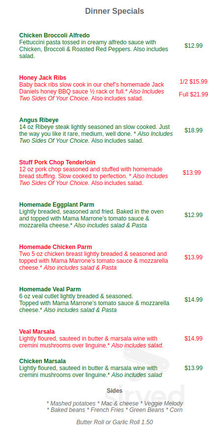 Marrone Delicatessen menu in West Grove, Pennsylvania, USA