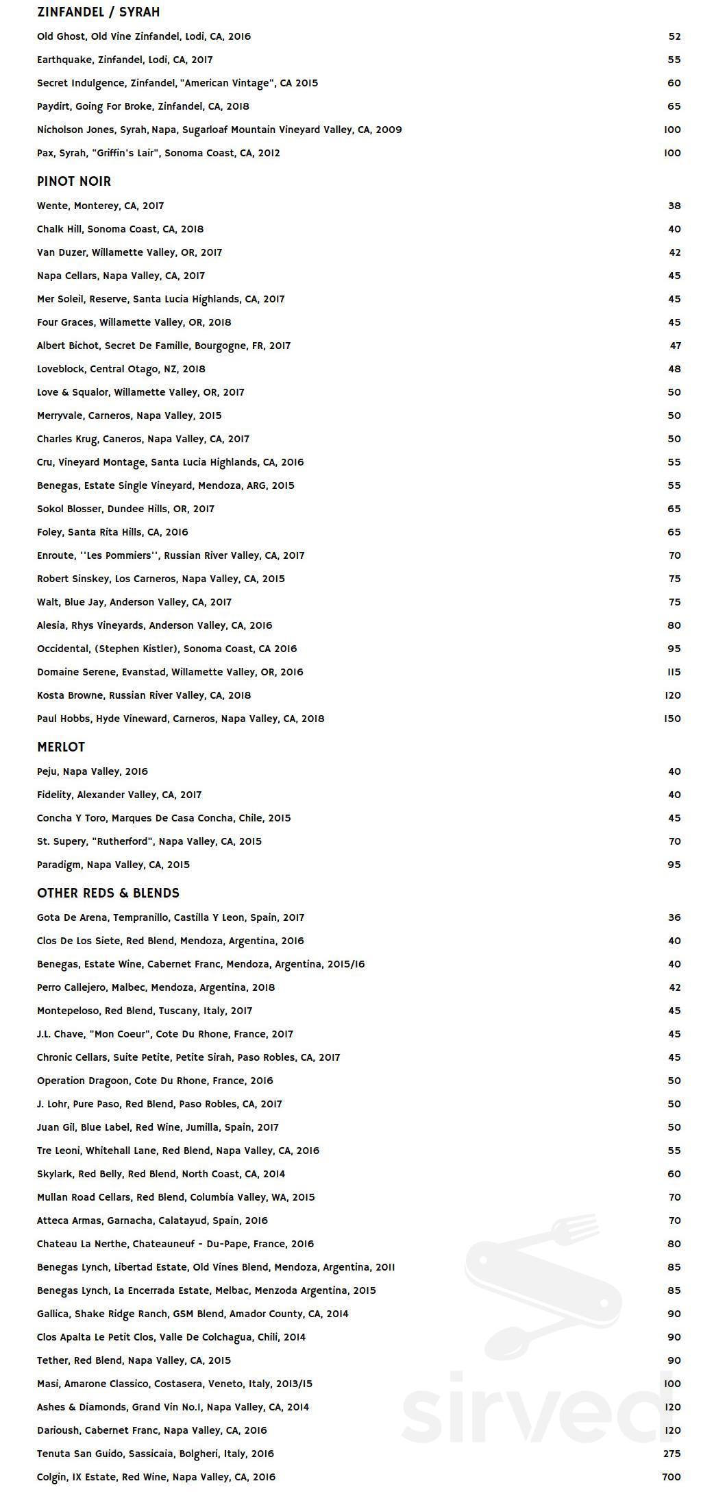 Menu for The Bay House Restaurant in Naples, FL | Sirved