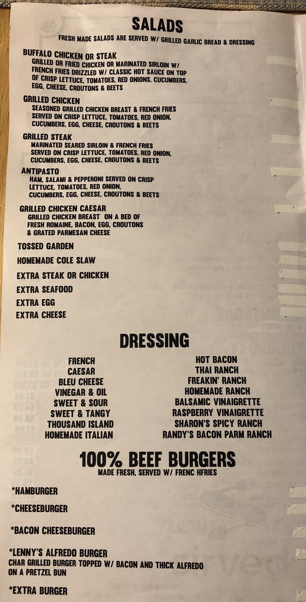 Rye's Bar & Restaurant menus in Brownsville, Pennsylvania, United States