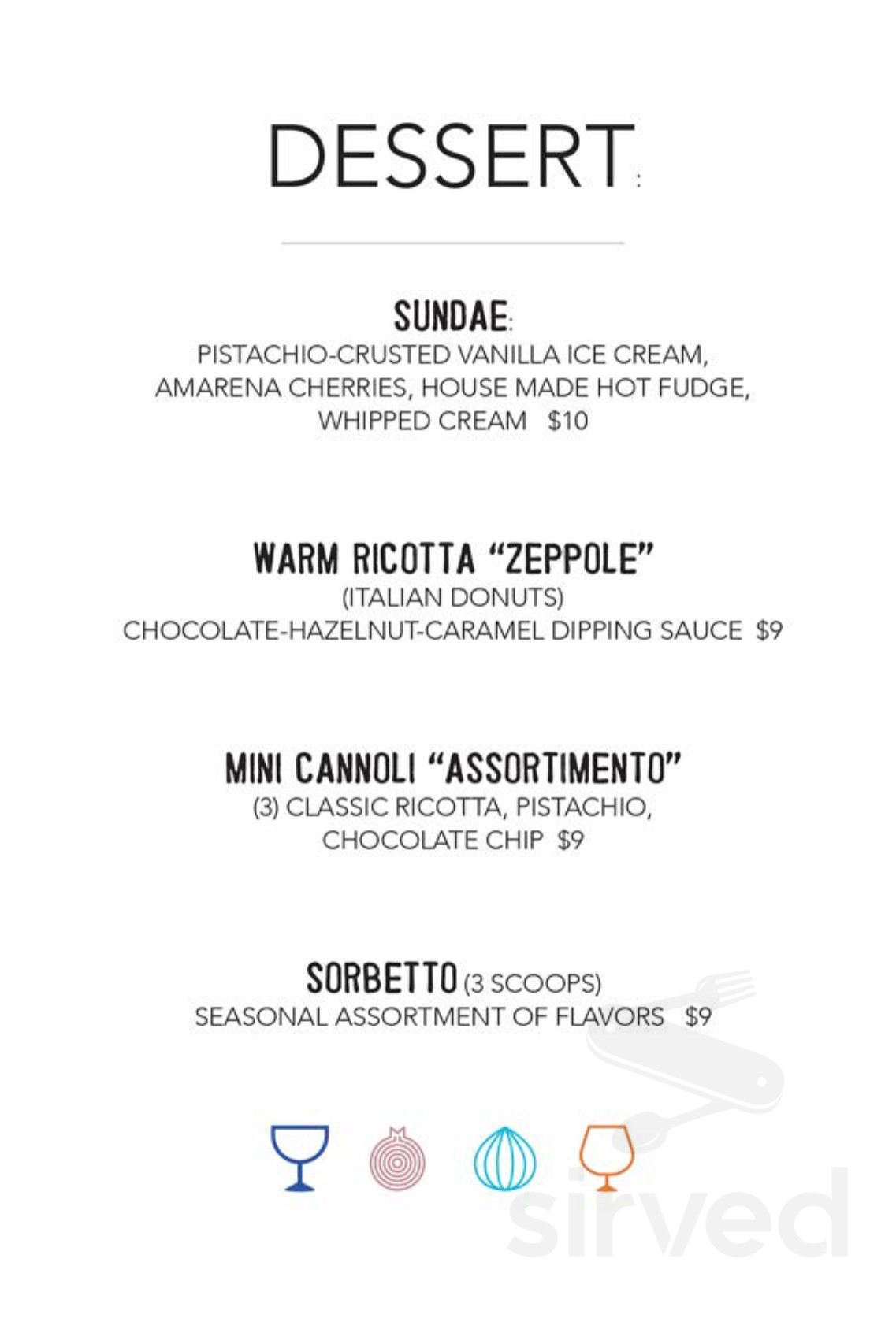 Menu for Rossetti Restaurant Beverly in Beverly, MA | Sirved