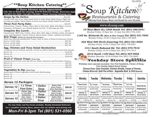 The Soup Kitchen Restaurant menu in Salt Lake City, Utah, USA