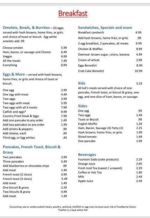 Joanne's Beachside Cafe menu in Cape Canaveral, Florida, USA