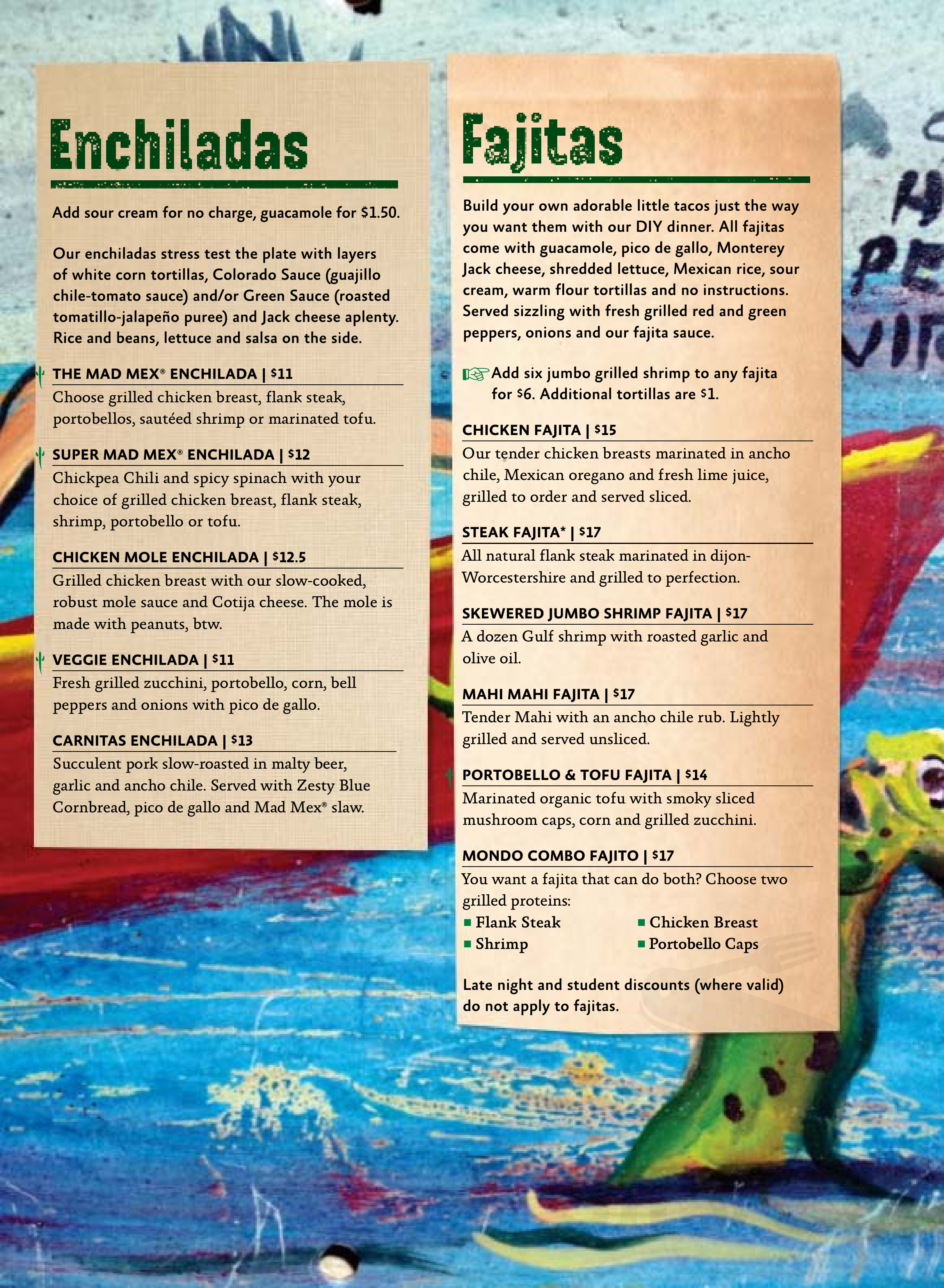 Mad Mex menu in Pittsburgh, Pennsylvania, USA