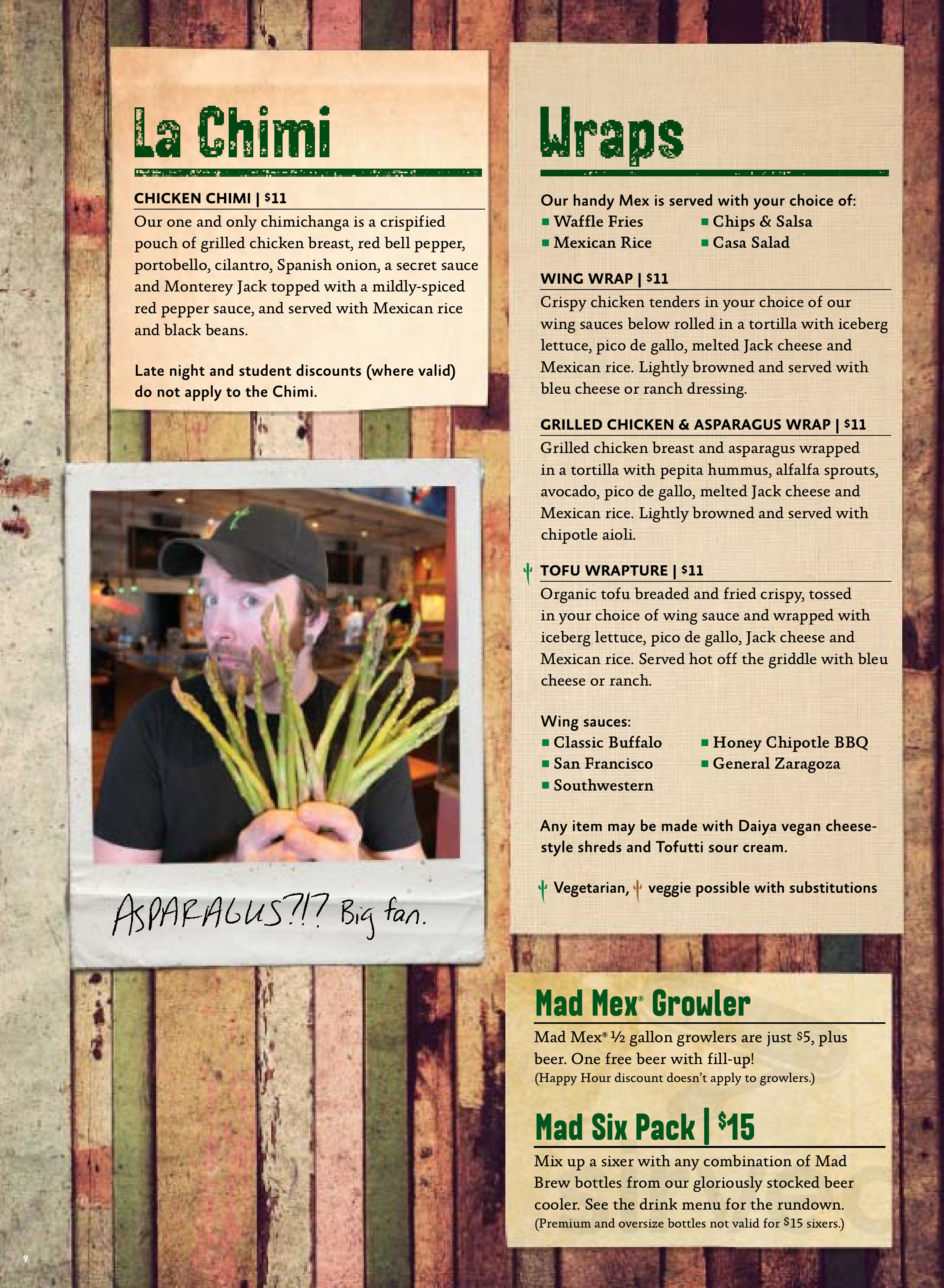 Mad Mex menu in Pittsburgh, Pennsylvania, USA