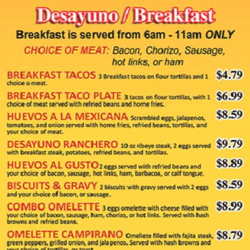 Martinez Grill & Taqueria menu in Lewisville, Texas, USA