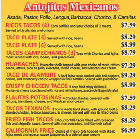 Martinez Grill & Taqueria menu in Lewisville, Texas, USA