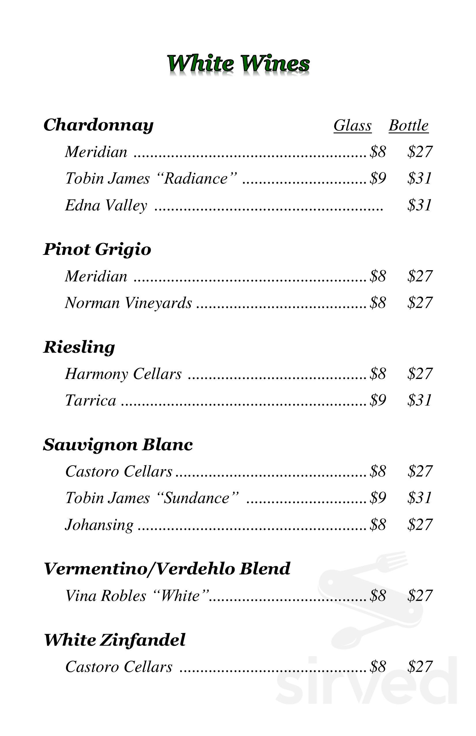 Tognazzini's Dockside Too menus in Morro Bay, California, United States