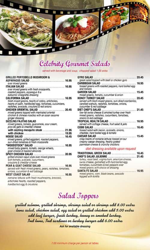 Celebrity Diner menu in Syosset, New York, USA