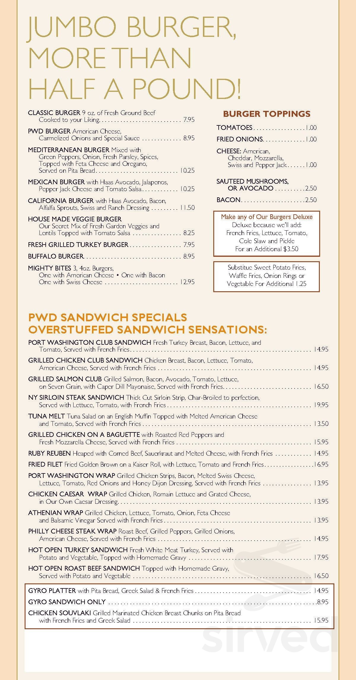 Port Washington Diner menus in Port Washington, New York, United States