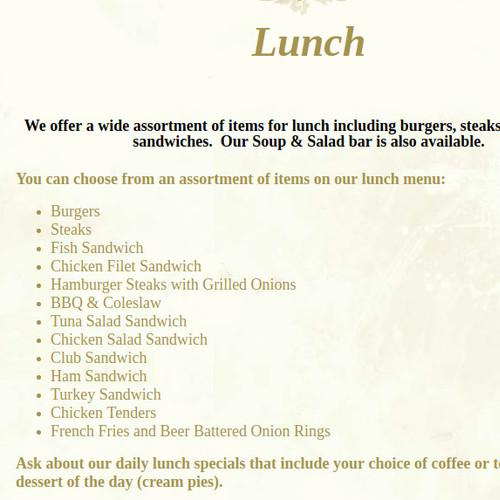 Inwood Restaurant menu in Gordonsville, Virginia, USA
