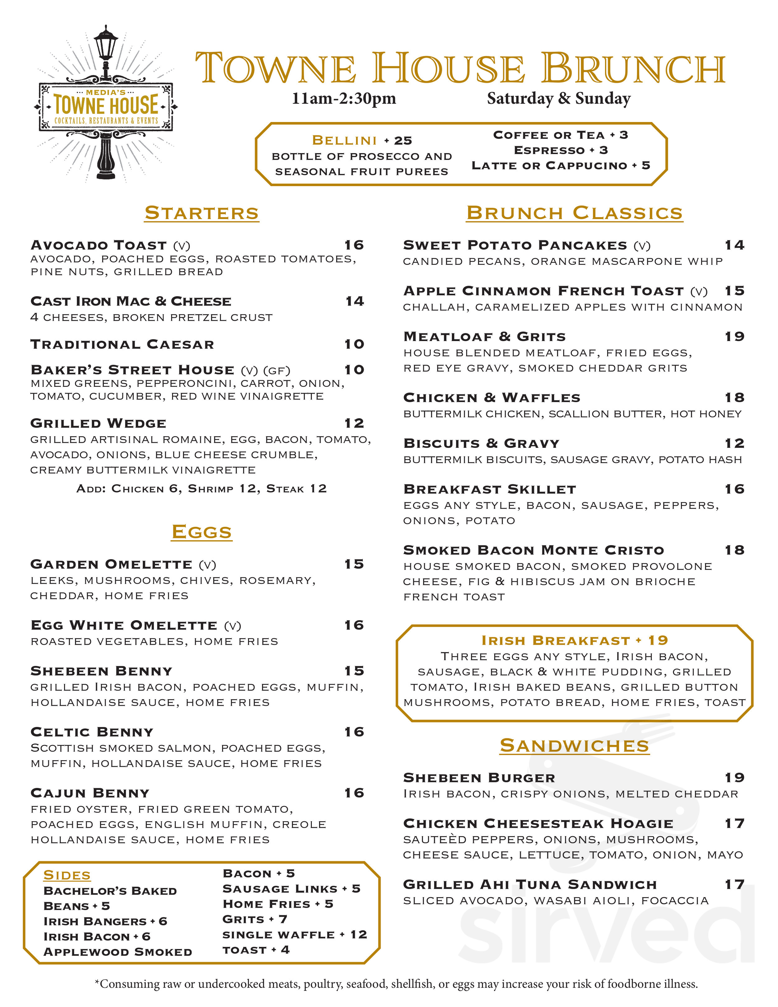 Towne House menu in Media, Pennsylvania, USA