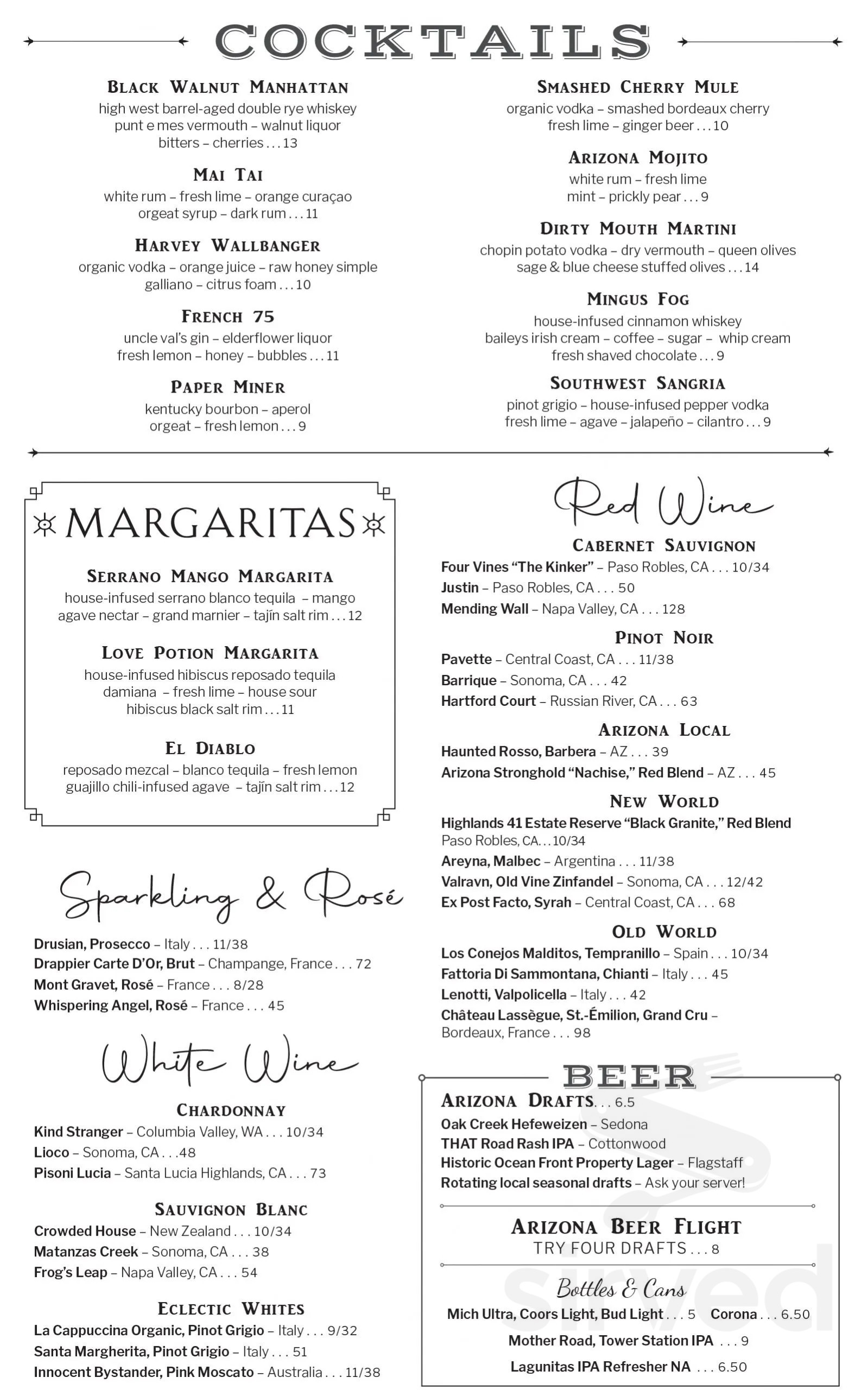 The Clinkscale menus in Jerome, Arizona, United States