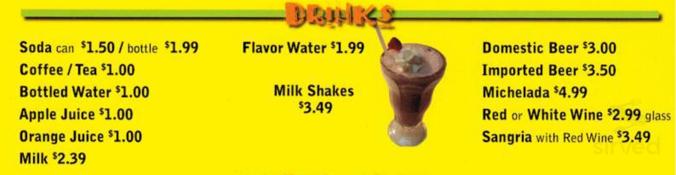 Super Tacos Moy menu in Burlington, Wisconsin, USA