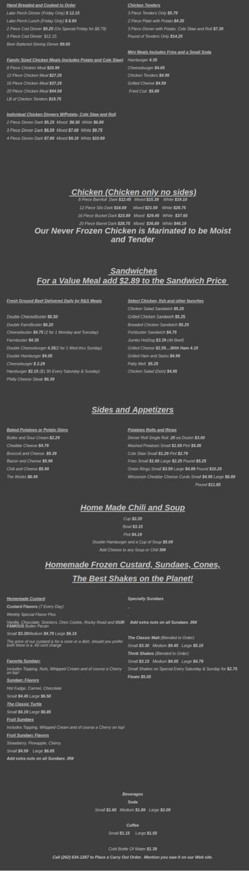 The Farm Restaurant menu in Racine, Wisconsin, USA